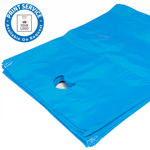 15x18in Sky Blue Polythene Carrier Bags